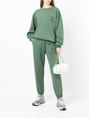 7 DAYS ACTIVE Logo-print Crew Neck Sweatshirt - Green