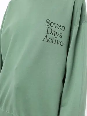 7 DAYS ACTIVE Logo-print Crew Neck Sweatshirt - Green
