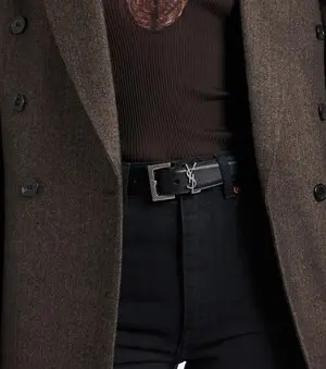 Saint Laurent Cassandre 30 Leather Belt - Black