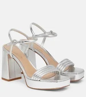 GIANVITO ROSSI Lena Leather Sandals - Silver