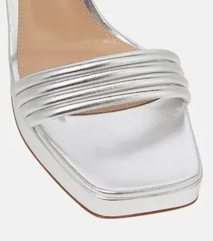GIANVITO ROSSI Lena Leather Sandals - Silver