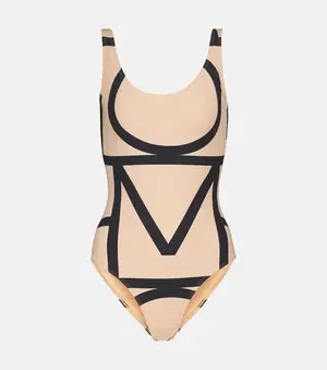 TOTEME Logo Monogram One-piece Swimsuit - Beige