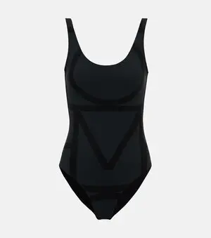 TOTEME Logo One Piece Swimsuit - Black