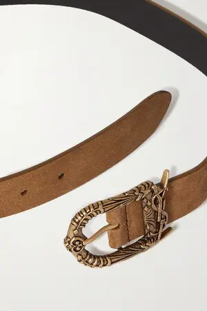 Saint Laurent SAINT LAURENT Monogramme Suede Belt Neutrals