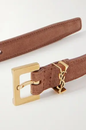 Saint Laurent Monogramme Suede Belt - Red