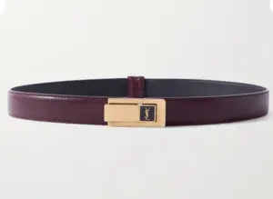 Saint Laurent Cassandre Leather Belt Burgundy