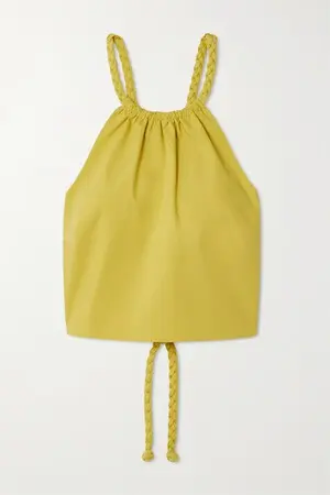 Red Valentino Cropped Lace-up Cotton-blend Poplin Top