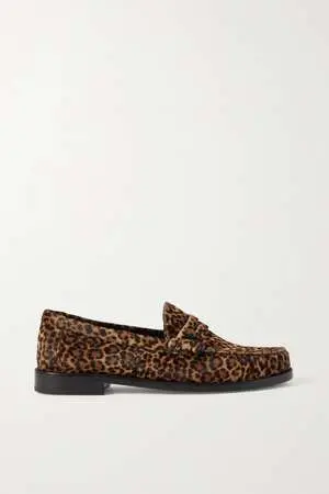 Saint Laurent Leopard-print Calf Hair Loafers
