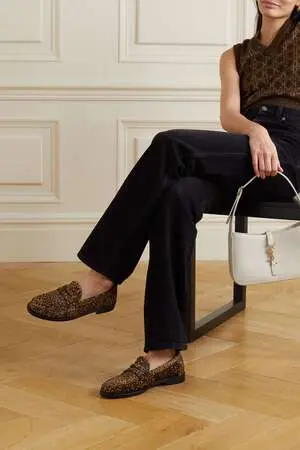 Saint Laurent Leopard-print Calf Hair Loafers