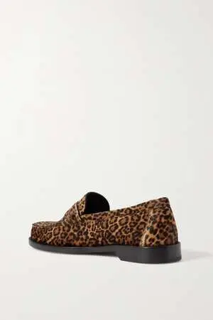 Saint Laurent Leopard-print Calf Hair Loafers