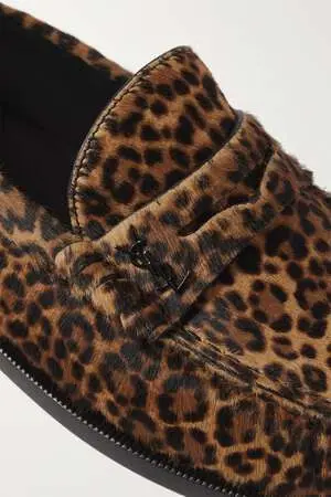 Saint Laurent Leopard-print Calf Hair Loafers