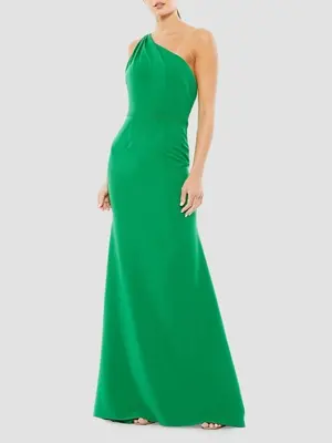 Mac Duggal Ieena One-shoulder Sheath Gown - Emerald