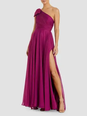 Mac Duggal Ieena One-shoulder Sheath Gown - Raspberry