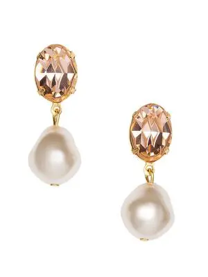 JENNIFER BEHR Tunis 24k Gold-plated, Crystal & Glass Pearl Drop Earrings Antique Rose