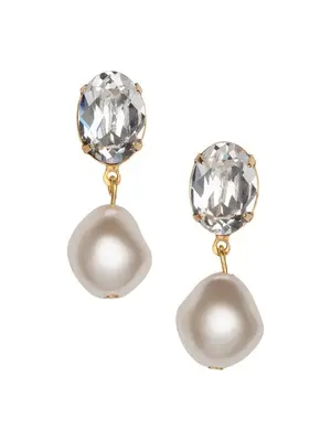 JENNIFER BEHR Tunis 24k Gold-plated, Crystal & Glass Pearl Drop Earrings - Diamond