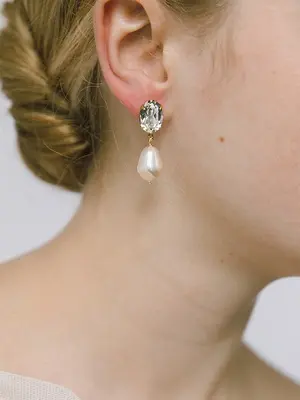 JENNIFER BEHR Tunis 24k Gold-plated, Crystal & Glass Pearl Drop Earrings - Diamond