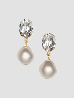 JENNIFER BEHR Tunis 24k Gold-plated, Crystal & Glass Pearl Drop Earrings Diamond