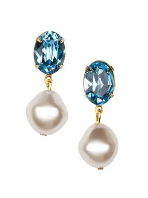JENNIFER BEHR Tunis 24k Gold-plated, Crystal & Glass Pearl Drop Earrings Pool