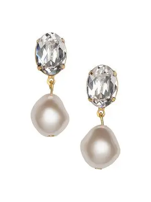 JENNIFER BEHR Tunis 24k Gold-plated, Crystal & Glass Pearl Drop Earrings Silver