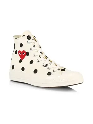 Play Comme Des Garcon Cdg Play X Converse Chuck Taylor All Star Polka Dot High-top Sneakers - White
