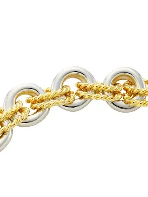 KENNETH JAY LANE Two-tone Rhodium-plated & 22k -plated Link Bracelet/8.5