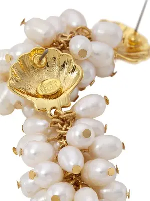KENNETH JAY LANE Plate & Pearl Cluster Drop Earrings