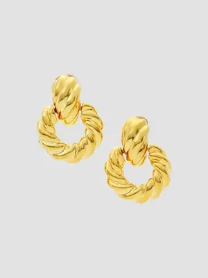 KENNETH JAY LANE 22k -plated Twisted Doorknocker Earrings - Gold