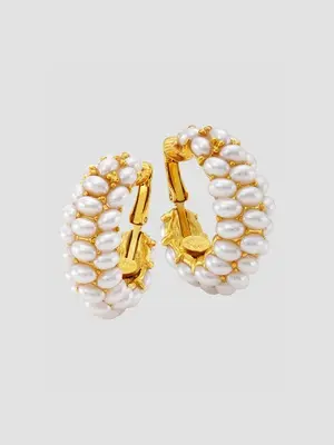 KENNETH JAY LANE 22k -plated & Faux Pearl Hoop Earrings - Gold
