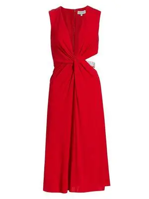 Halston Women's Selena Matte Jersey Midi-Dress - Halston Red  - Halston Red