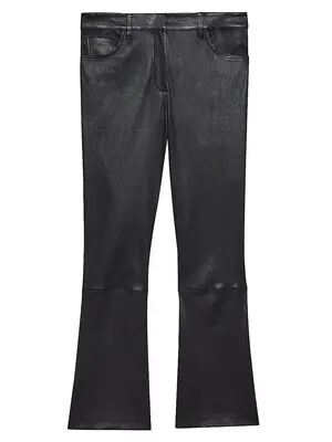 Theory Women's Lambskin Kick Flare Pants - Chalk  - Black