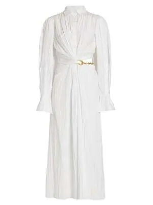 Simkhai Women's Fraya Cut-Out Plisse Shirtdress - White - Size 4 - White  - White