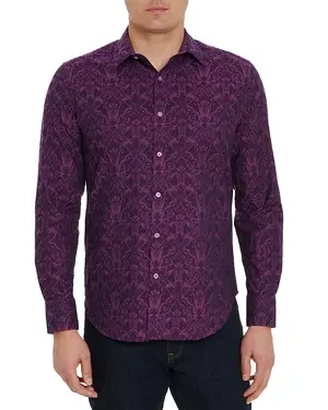 Robert Graham Highland Long Sleeve Woven Shirt Burgundy