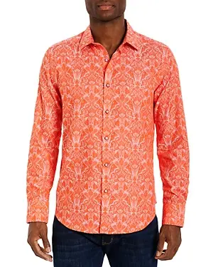 Robert Graham Highland Long Sleeve Woven Shirt Coral