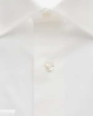 David Donahue Super Fine Twill Trim Fit Dress Shirt - White