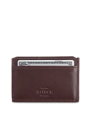 ROYCE NEW YORK Leather Rfid-blocking Executive Slim Credit Card Case Burgundy