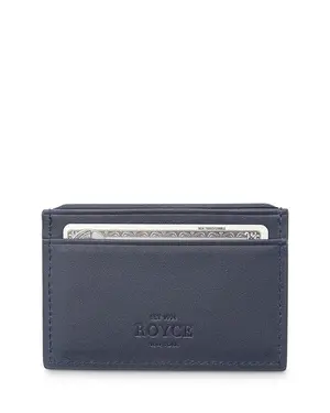 ROYCE NEW YORK Leather Rfid-blocking Executive Slim Credit Card Case Navy Blue