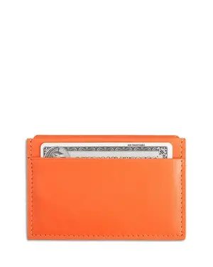 ROYCE NEW YORK Leather Rfid-blocking Executive Slim Credit Card Case Orange