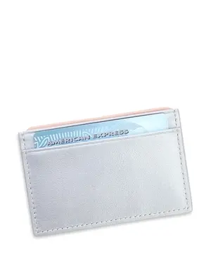 ROYCE NEW YORK Leather Rfid-blocking Executive Slim Credit Card Case - Silver