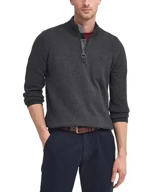 Barbour BARBOUR Cotton Half Zip Jumper Charcoal