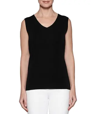Misook V-neck Sleeveless Tank Top - Black