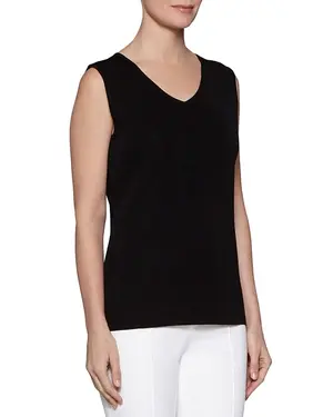 Misook V-neck Sleeveless Tank Top - Black