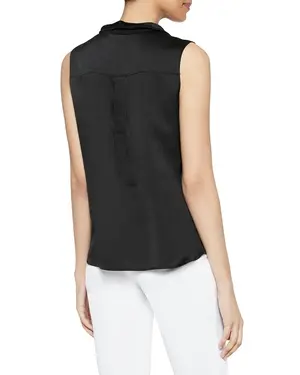 Misook Ruffle Neck Tank Top - Black
