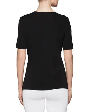 Misook Jewel Neck Tee - Black