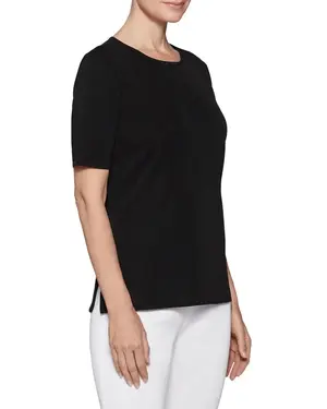 Misook Jewel Neck Tee - Black