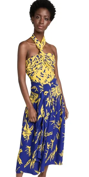 Proenza Schouler Degrade Floral Halter Dress In Cobalt Multi - 80% Off |  Editorialist