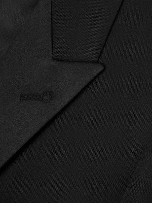 Saint Laurent Tube Satin-trimmed Grain De Poudre Wool Blazer