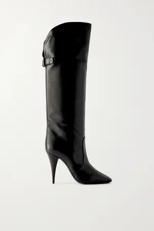 Saint Laurent Harper Buckled Leather Knee Boots