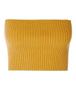 Chloé Strapless Cropped Ribbed Wool-blend Top