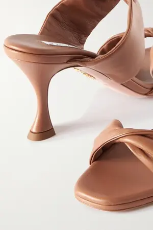AQUAZZURA Twist 95 Leather Sandals - Brown