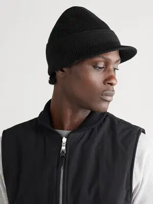 Visvim Sport Ribbed Wool-blend Brimmed Beanie
